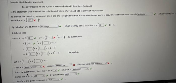 Solved Consider the following statement. For any integers m | Chegg.com