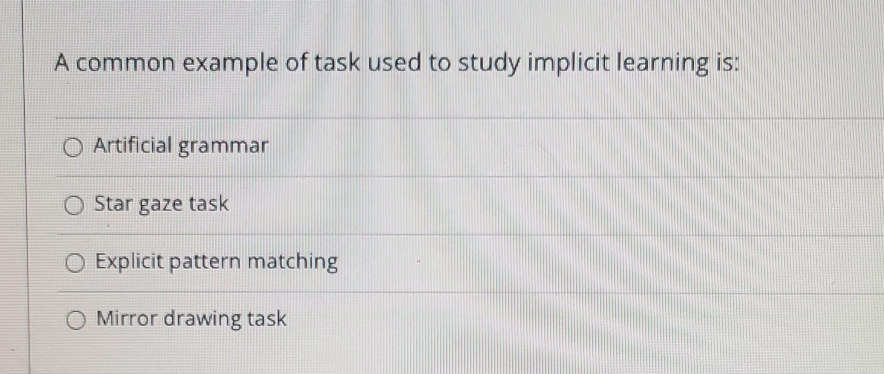 Solved A common example of task used to study implicit | Chegg.com