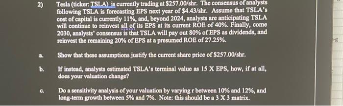 Solved 2 Tesla Ticker Tsla Is Currently Trading At