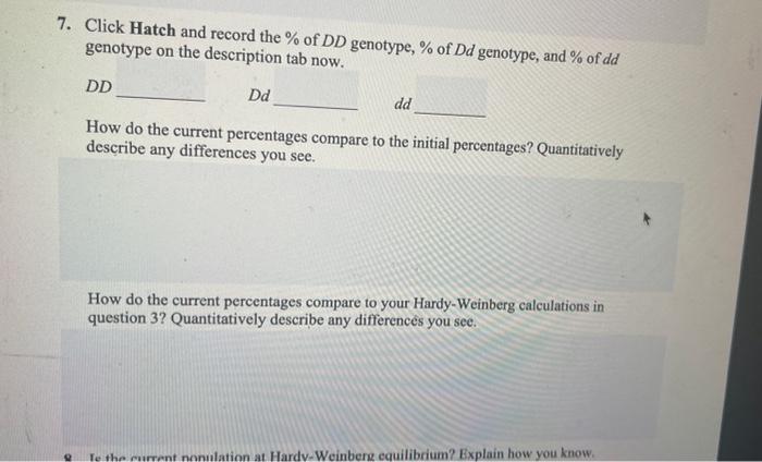 Solved Click Hatch and record the \% of DD genotype, \% of | Chegg.com