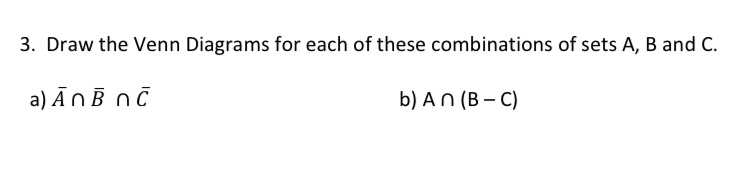 Solved Draw the Venn Diagrams for each of these combinations | Chegg.com