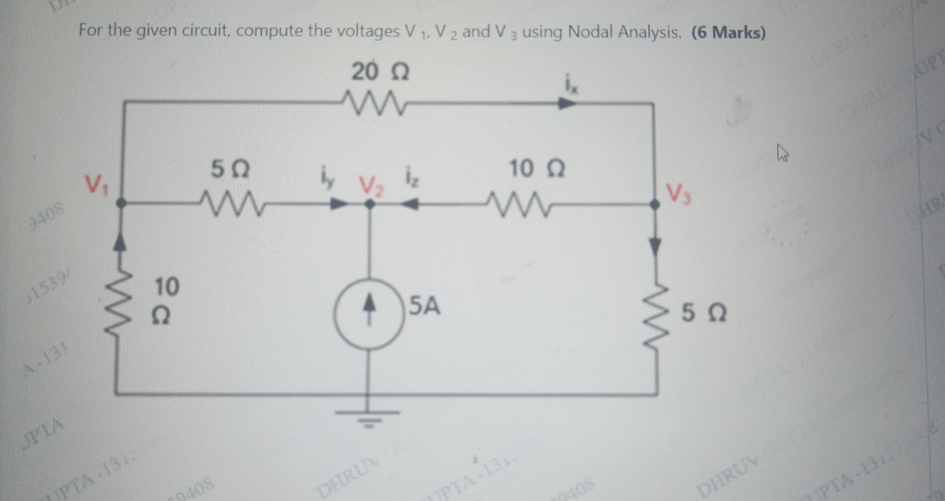 Solved For the given circuit, compute the voltages V1,V2 | Chegg.com