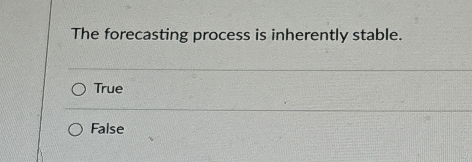 Solved The forecasting process is inherently | Chegg.com