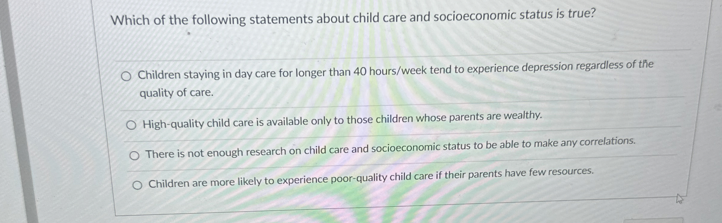 Solved In the visual cliff experiment by Eleanor Gibson and | Chegg.com