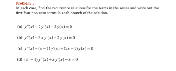 Solved Problem 1In each case, find the recurrence relations | Chegg.com
