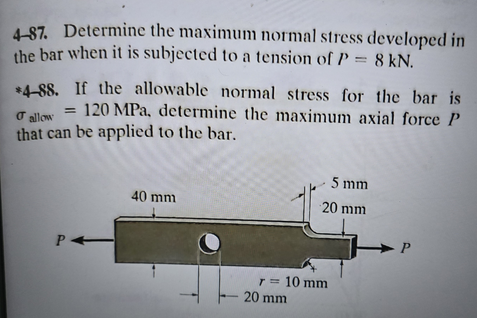 Solved 4-87. ﻿Determine the maximum normal stress developed | Chegg.com