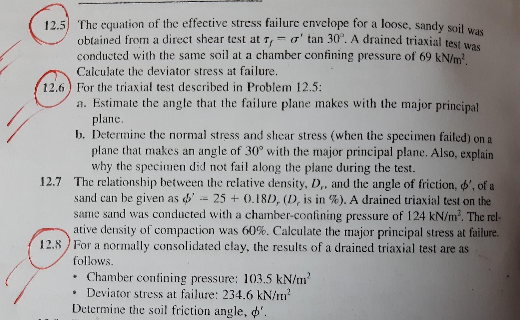 Solved 12.5The equation of the effective stress failure | Chegg.com