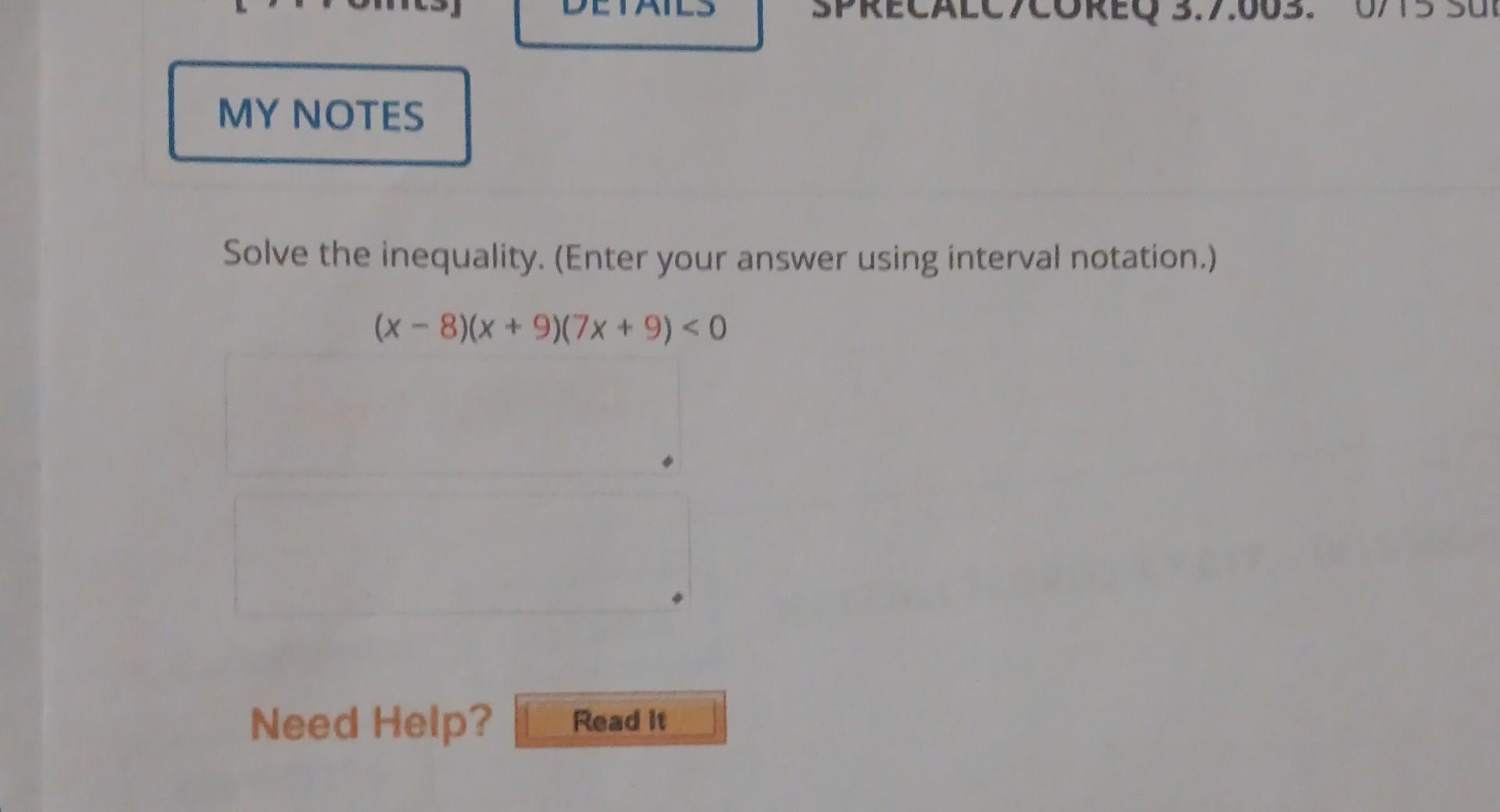 Solved Solve the inequality. (Enter your answer using | Chegg.com