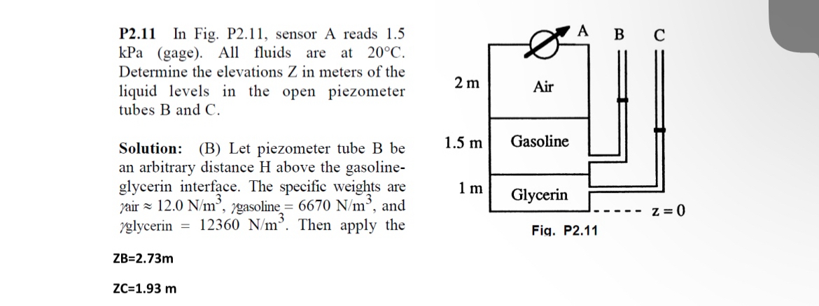 Solved P2.11 ﻿In Fig. P2.11, ﻿sensor A reads 1.5 ﻿kPa | Chegg.com