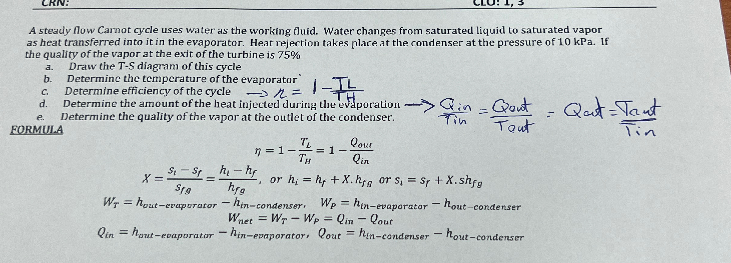 Solved A steady flow Carnot cycle uses water as the working | Chegg.com