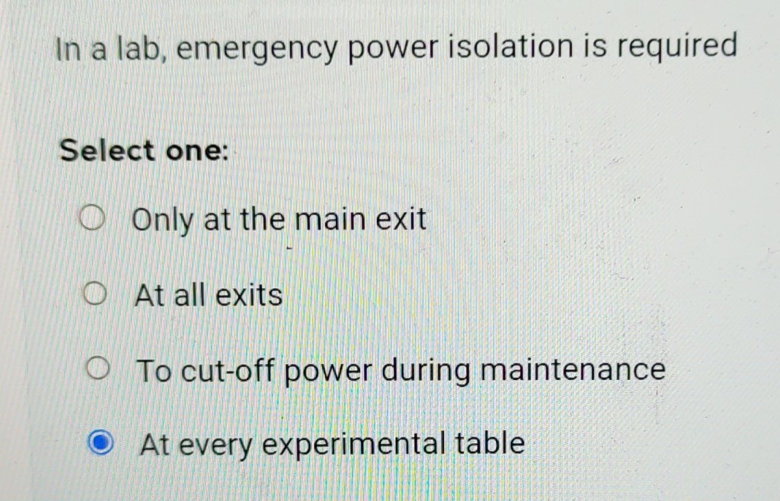 Solved In a lab, emergency power isolation is requiredSelect | Chegg.com