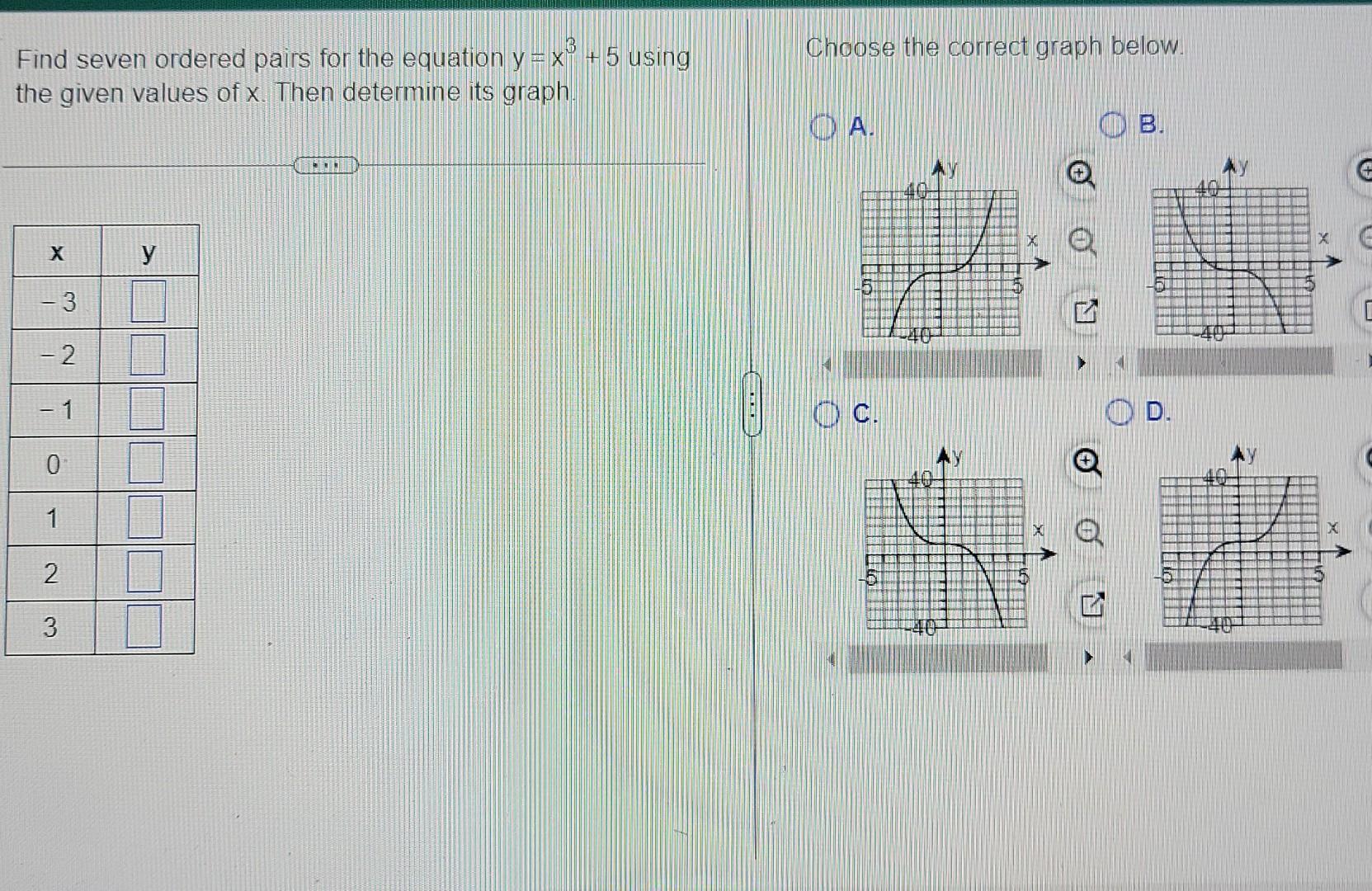 Solved 3 Choose the correct graph below. Find seven ordered | Chegg.com