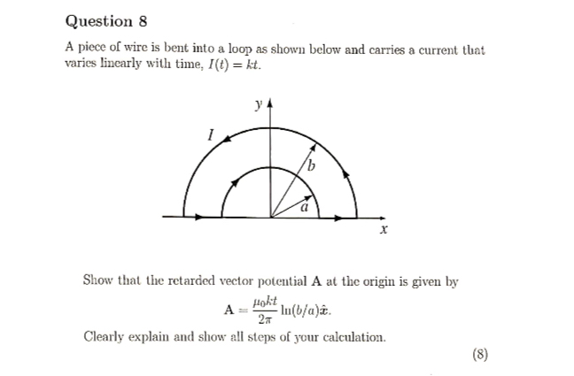 Question 8A piece of wire is bent into a loop as | Chegg.com