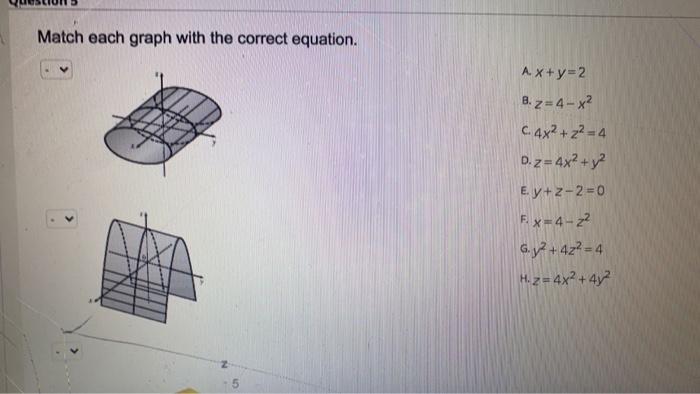 Solved Match each graph with the correct equation. A. x+y=2 | Chegg.com