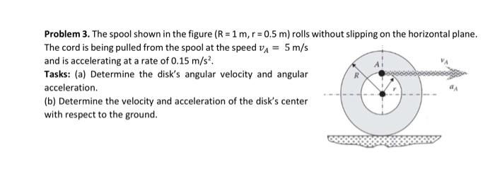 Solved Problem 3. The spool shown in the figure (R=1 m,r=0.5 | Chegg.com