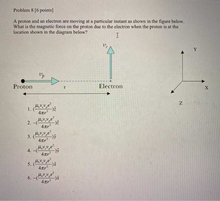 Solved Problem 8 [6 points] A proton and an electron are | Chegg.com
