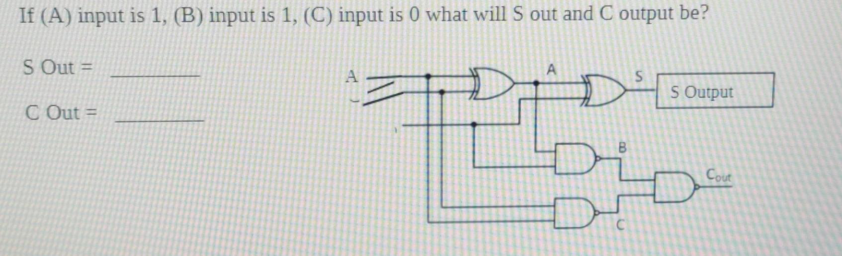 Solved If (A) input is 1, (B) input is 1, (C) input is 0 | Chegg.com