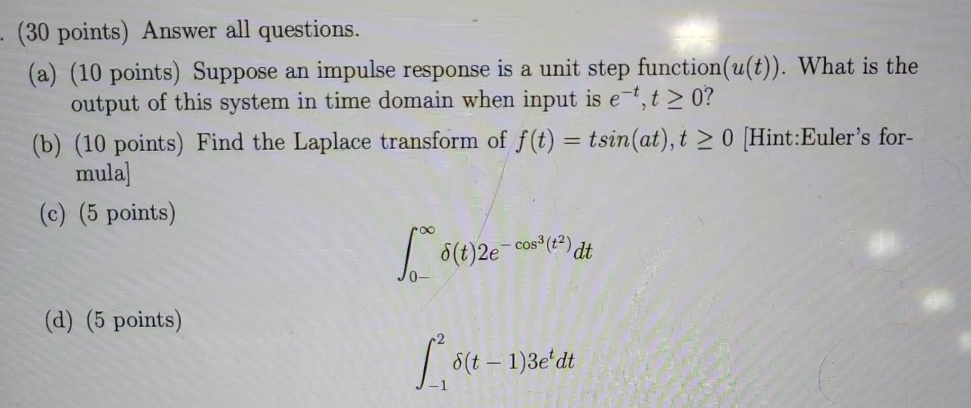 Solved (30 points) Answer all questions. (a) (10 points) | Chegg.com
