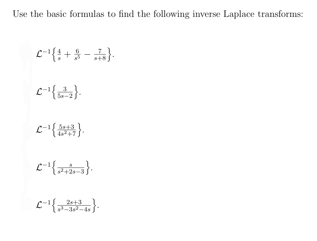 Solved Use the basic formulas to find the following inverse | Chegg.com