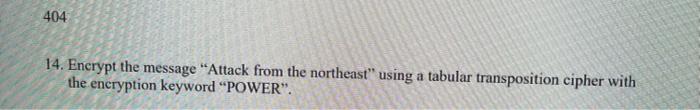 Solved 14. Encrypt the message "Attack from the northeast" | Chegg.com
