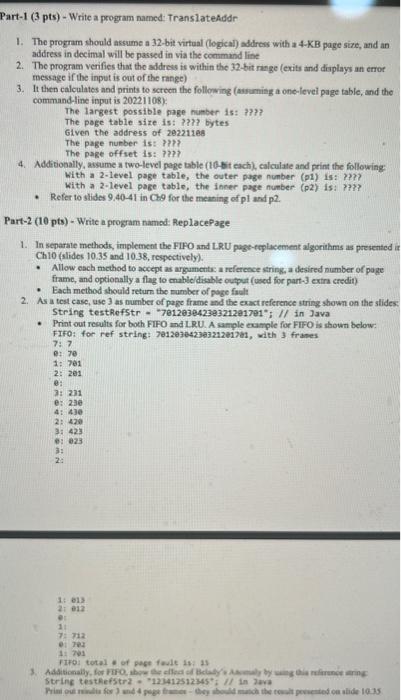 Part-1 (3 pts) - Write a program named: TranslateAddr | Chegg.com