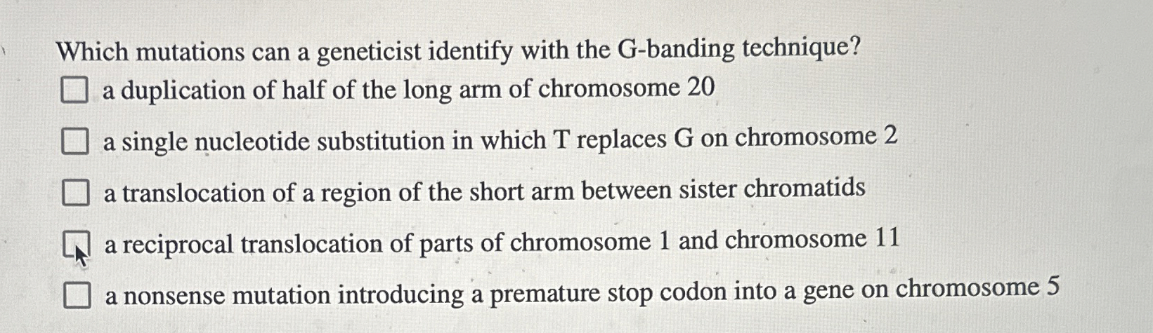 Solved Which mutations can a geneticist identify with the | Chegg.com