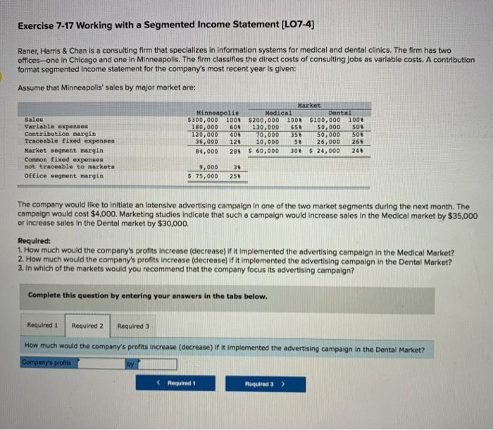 Solved Exercise 7-17 Working with a Segmented Income | Chegg.com