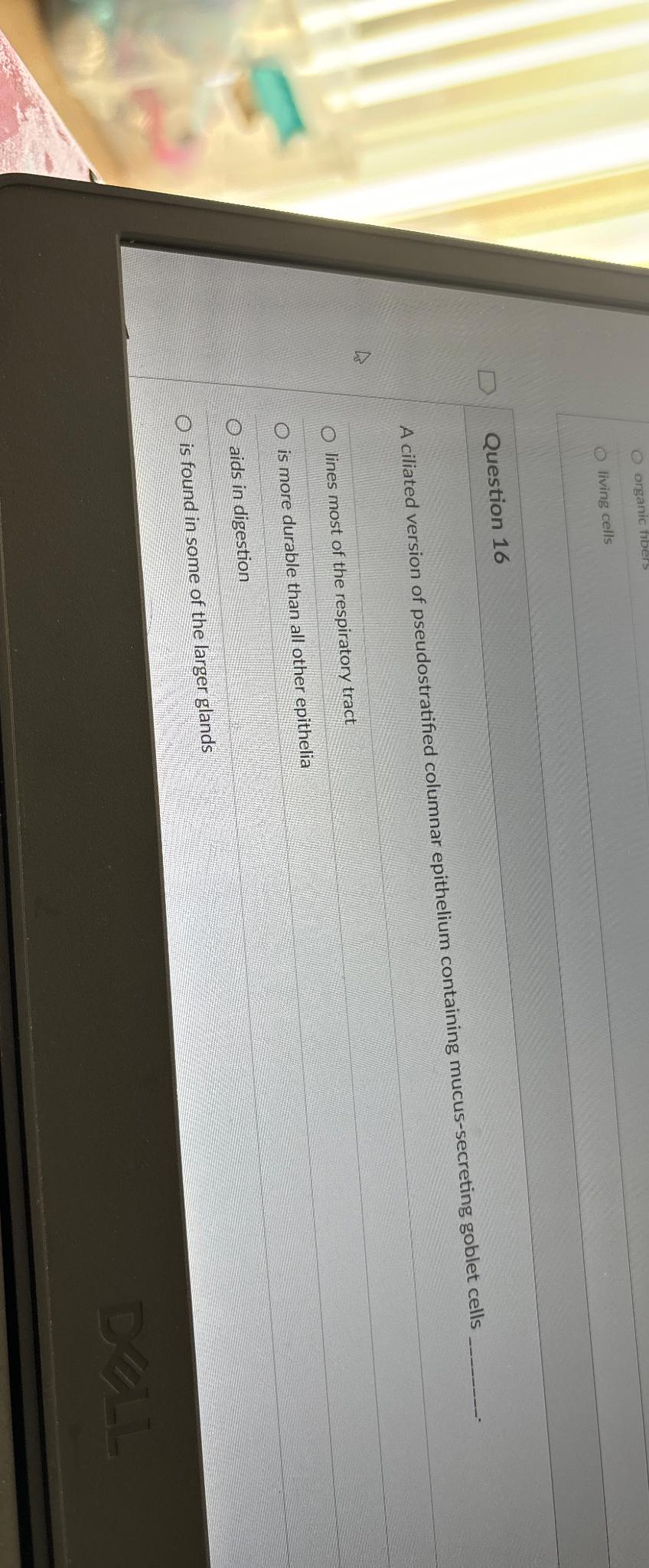 Solved Question 16A ciliated version of pseudostratified | Chegg.com