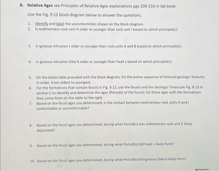 B. Relative Ages see Principles of Relative Ages | Chegg.com