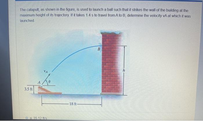 Solved The catapult, as shown in the figure, is used to | Chegg.com
