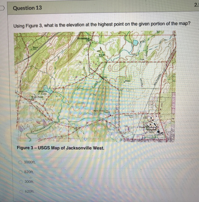 Solved Question 13 Using Figure 3, what is the elevation at | Chegg.com