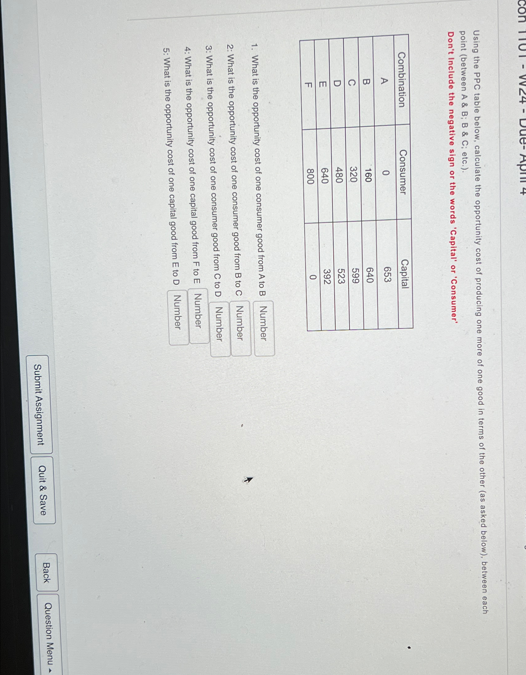 Solved Using the PPC table below, calculate the opportunity | Chegg.com
