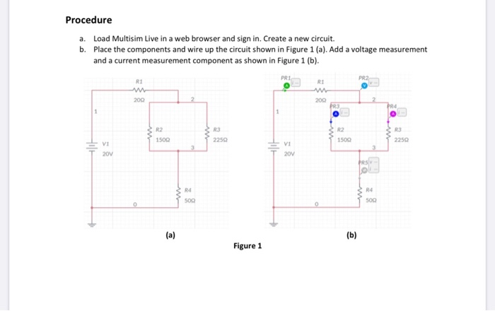 Solved Procedure a. Load Multisim Live in a web browser and | Chegg.com