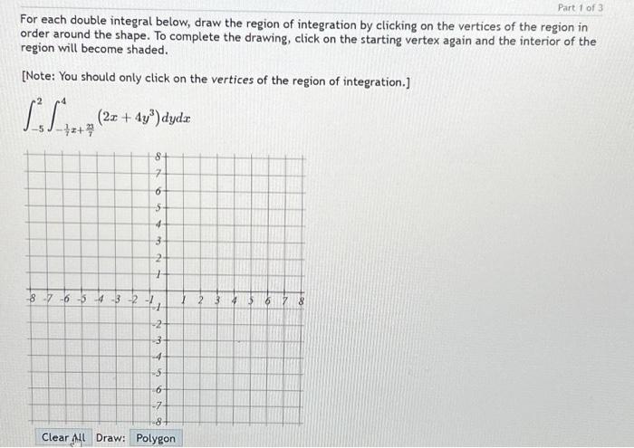 Solved For each double integral below, draw the region of | Chegg.com