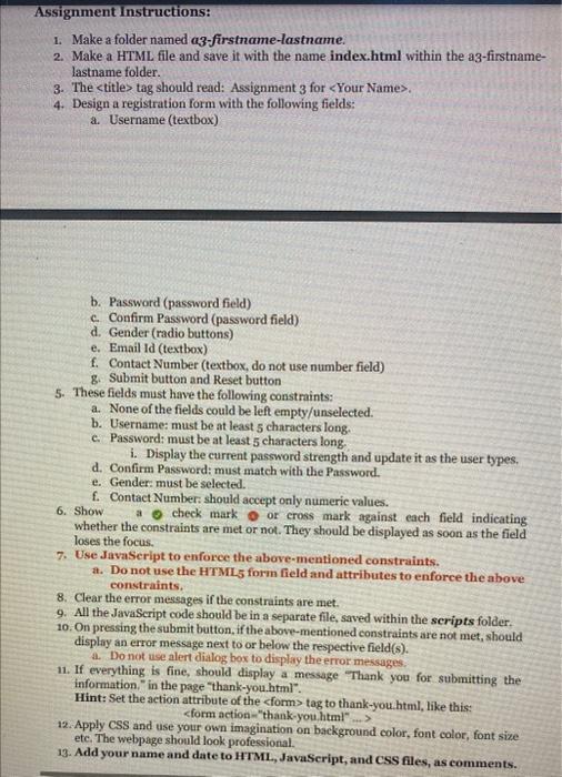 Solved Assignment Instructions: 1. Make a folder named | Chegg.com