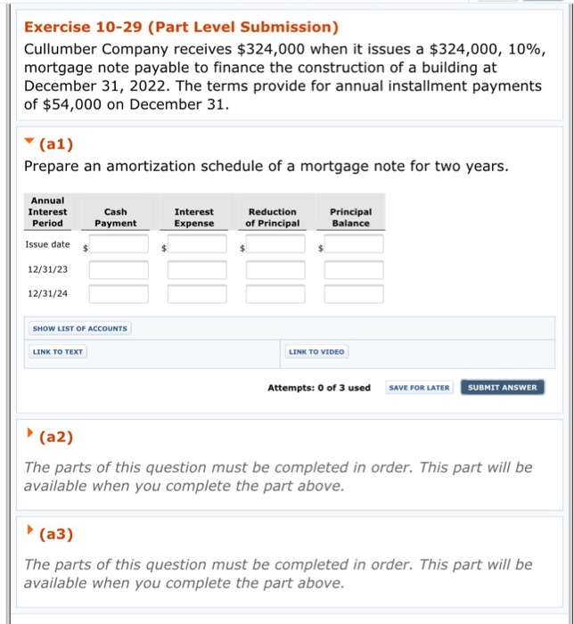 Solved Exercise 10-29 (Part Level Submission) Cullumber | Chegg.com