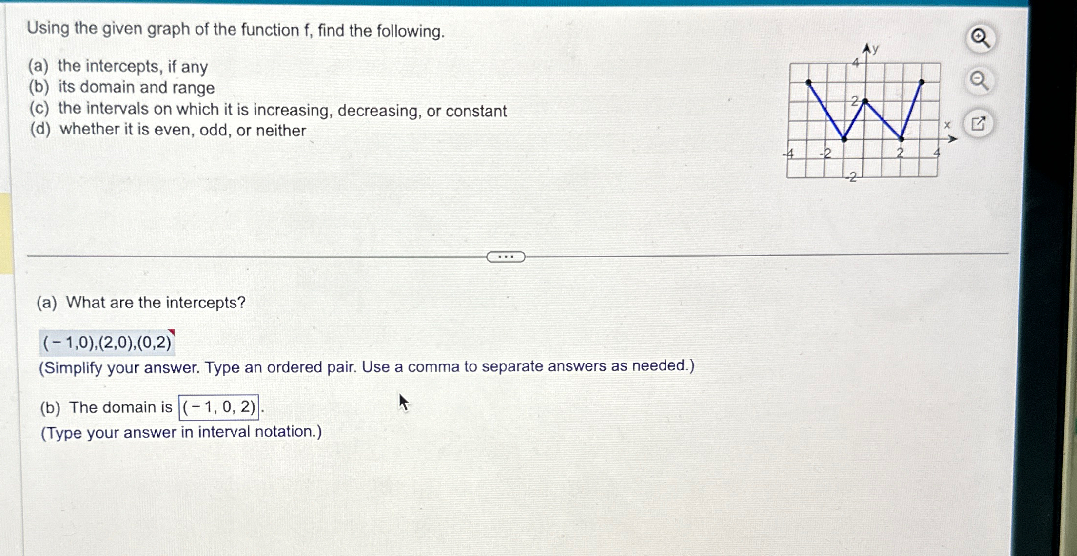 Solved Using the given graph of the function f, ﻿find the | Chegg.com