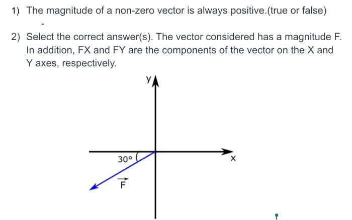 Solved 1) The magnitude of a non-zero vector is always | Chegg.com