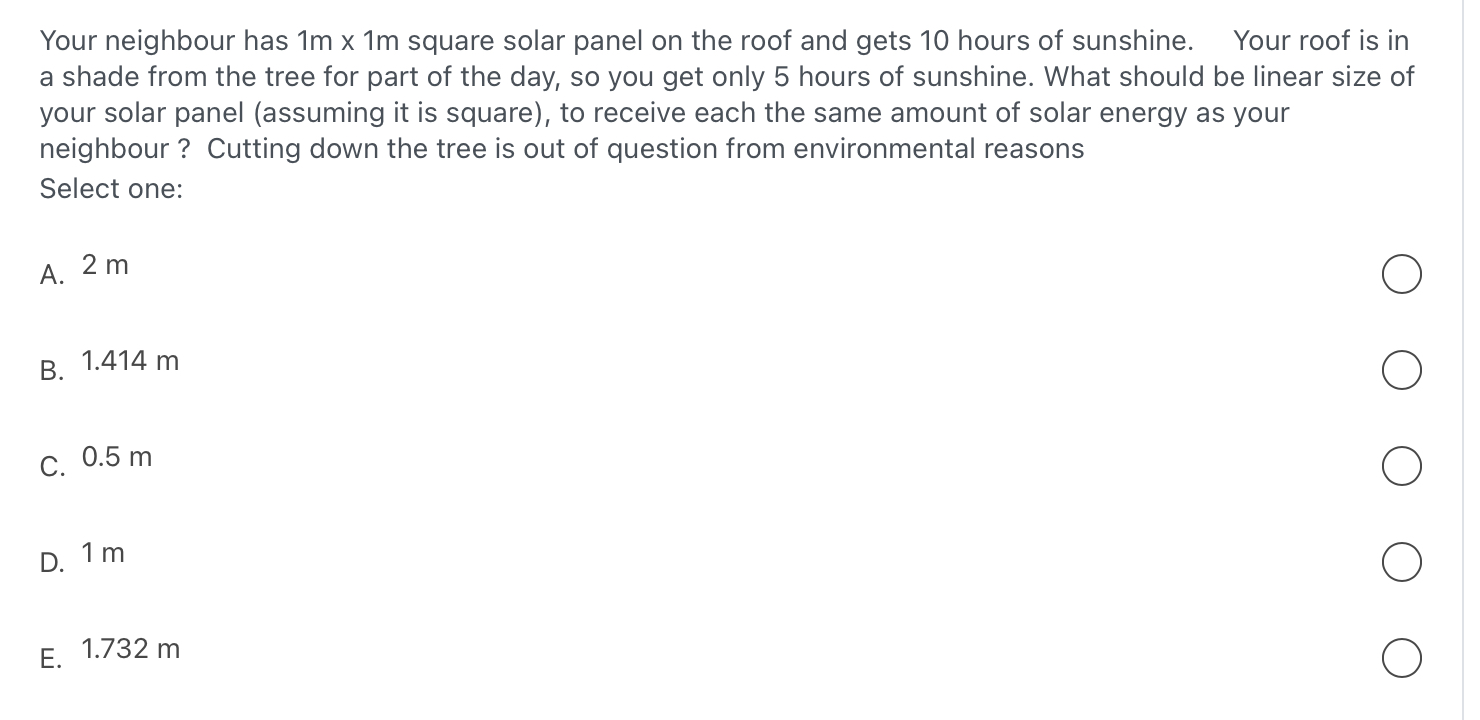 Solved Your neighbour has 1m×1m ﻿square solar panel on the | Chegg.com