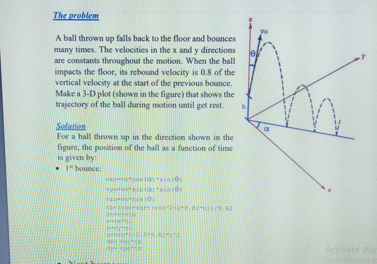 A ball thrown up falls back to the floor and bounces | Chegg.com