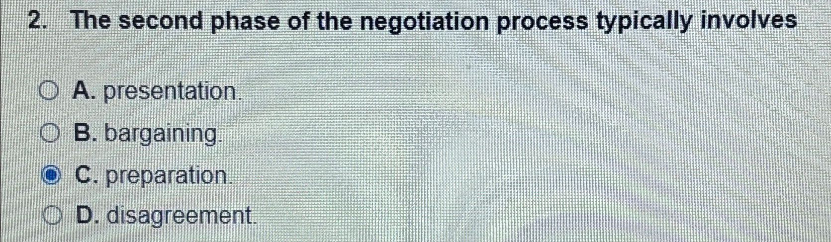 Solved The second phase of the negotiation process typically | Chegg.com