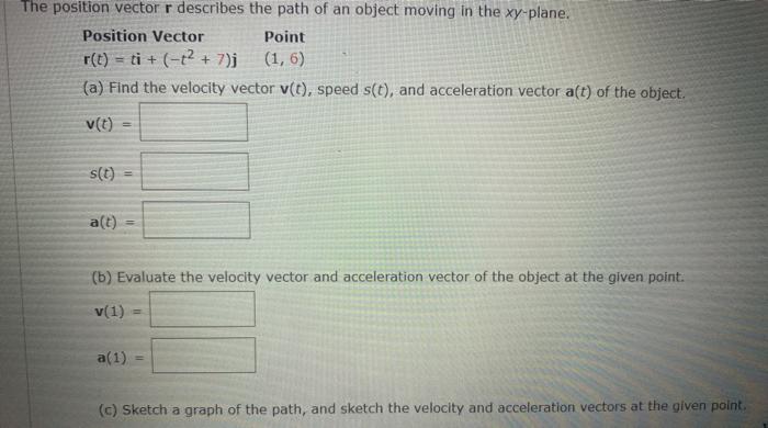 Solved The position vector r describes the path of an object | Chegg.com