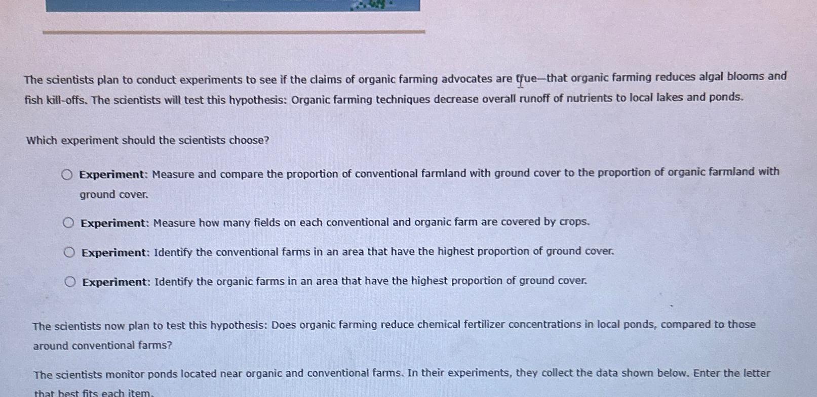 Solved The scientists plan to conduct experiments to see if | Chegg.com