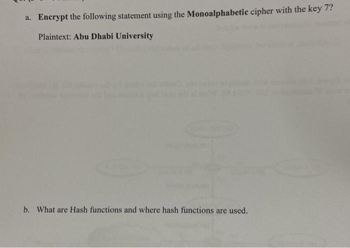 Solved a. Encrypt the following statement using the | Chegg.com