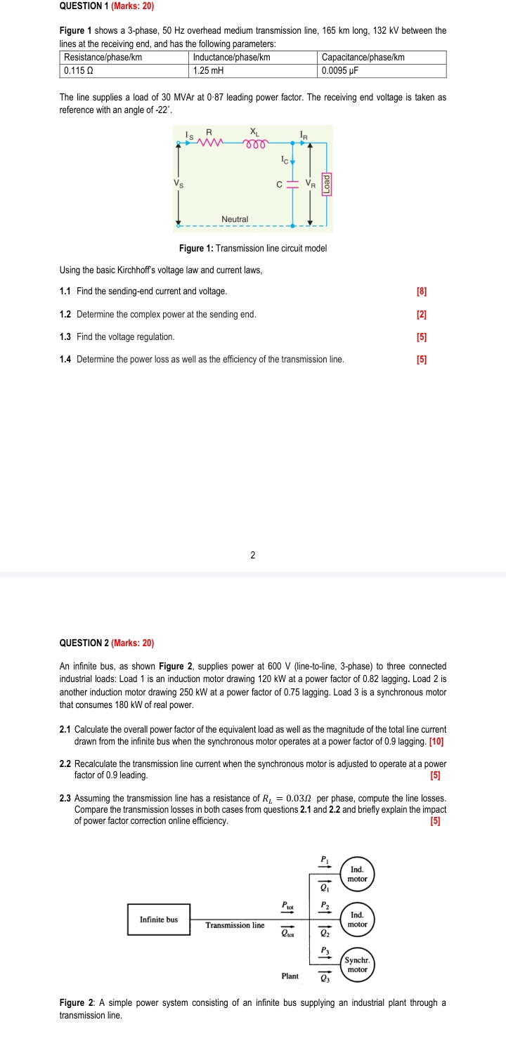 Solved QUESTION 1 (Marks: 20)Figure 1 ﻿shows a 3-phase, 50 | Chegg.com