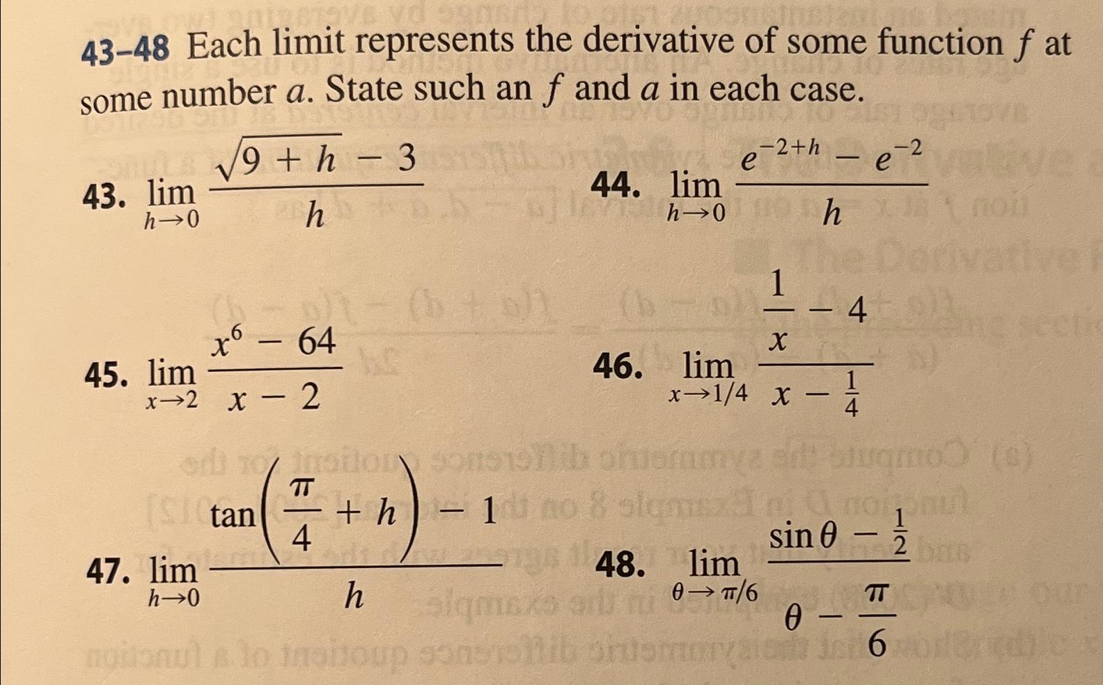 Solved ONLY 47! ﻿Each limit represents the derivative of | Chegg.com