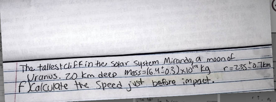 Solved The tallestcliff in the solar system Miranda, a moon | Chegg.com