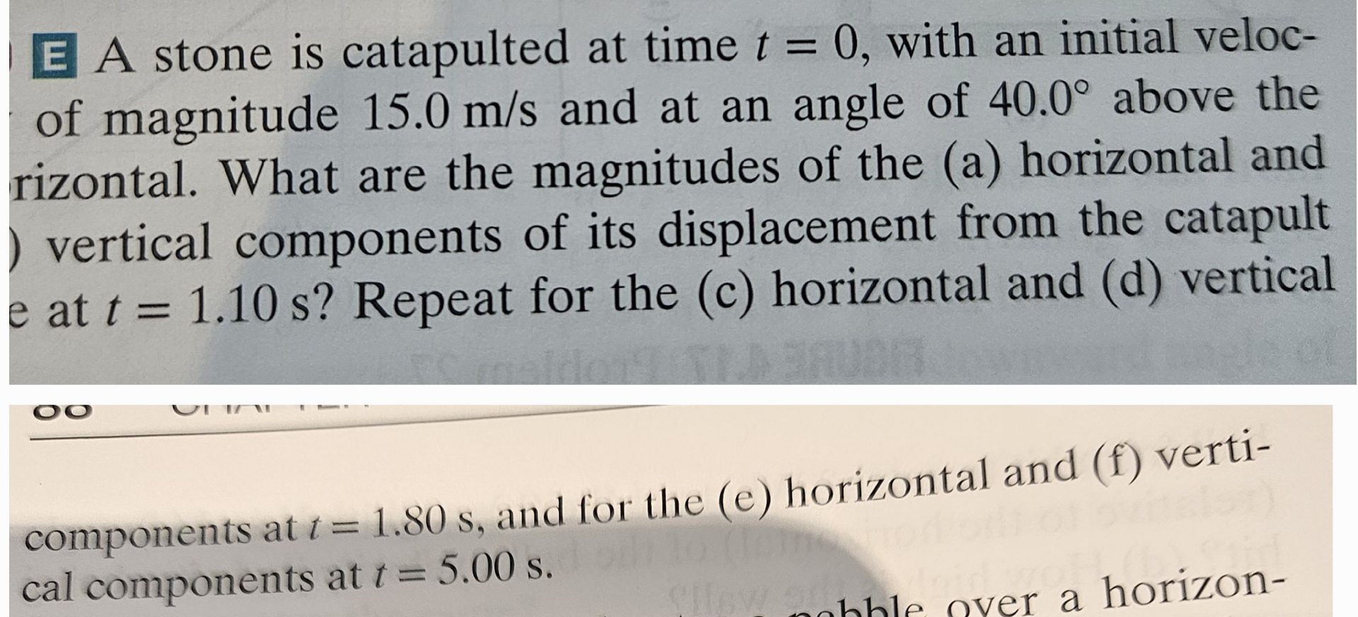 Solved E A stone is catapulted at time t=0, ﻿with an initial | Chegg.com