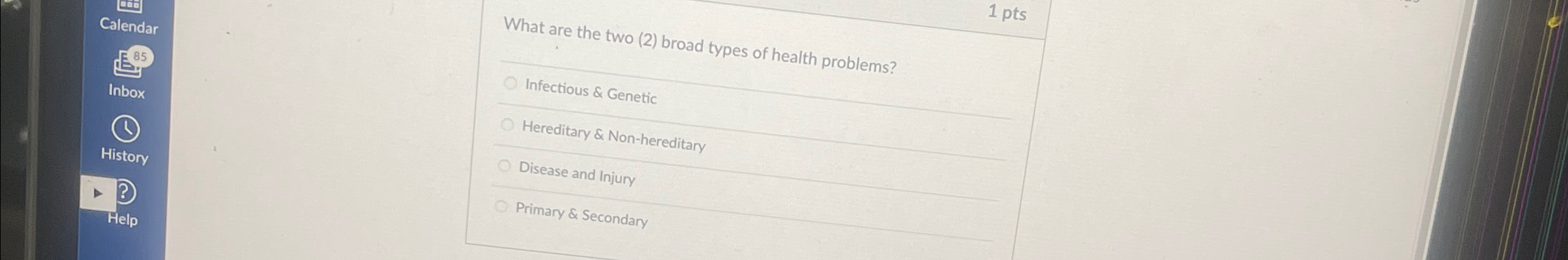 Solved What are the two (2) ﻿broad types of health | Chegg.com