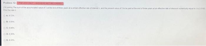 Solved Problem 12. PREVIEW ONLY - ANSWERS NOT RECORDED (10 | Chegg.com